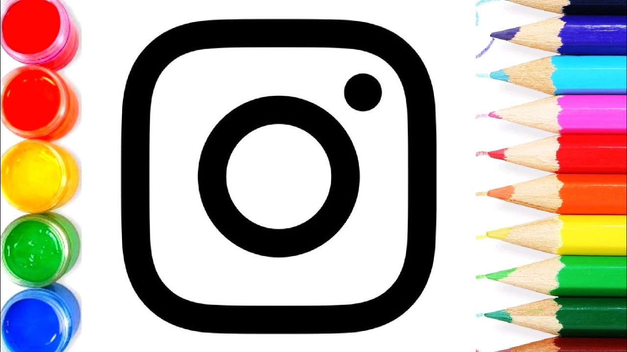 How to draw an instagram icon. Coloring book for children. How to draw ...