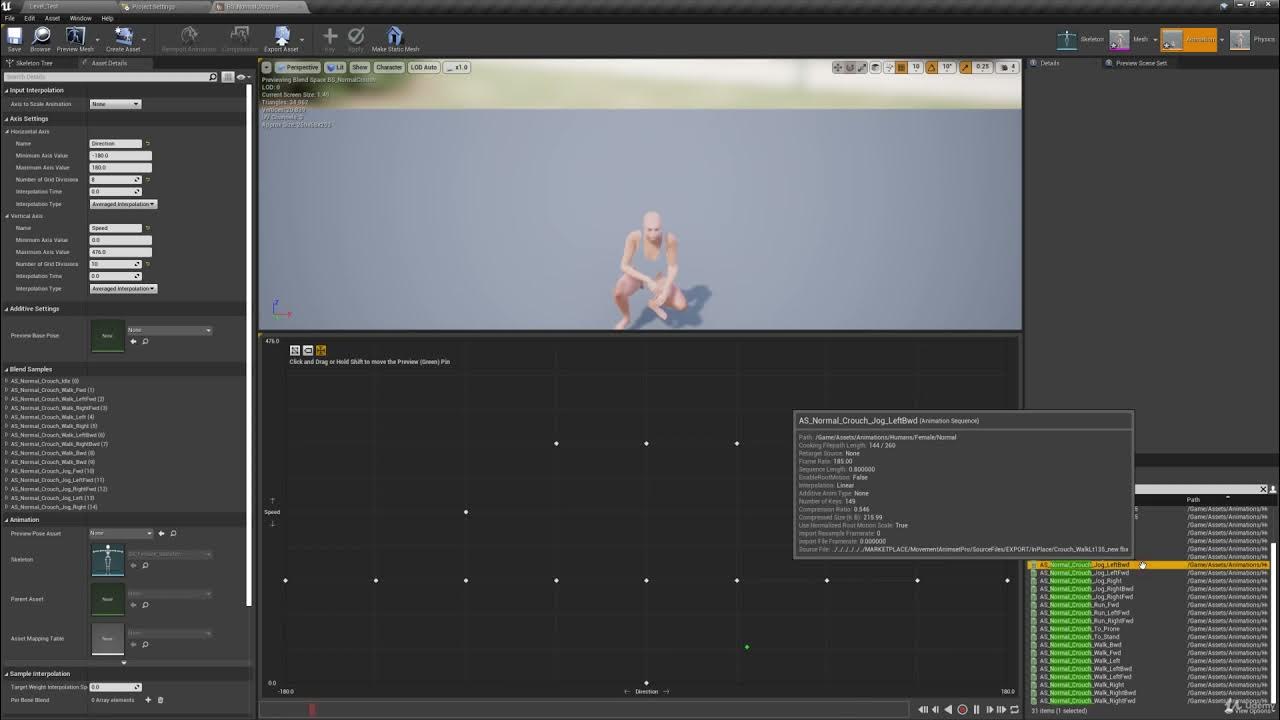 Unarmed Crouching Moving BlendSpace - YouTube