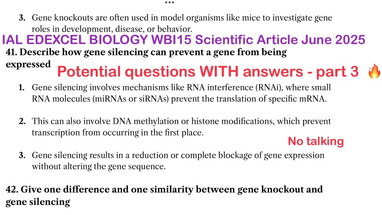 🔥 Potential Questions WITH Answers | IAL Edexcel Biology Unit 5 ...