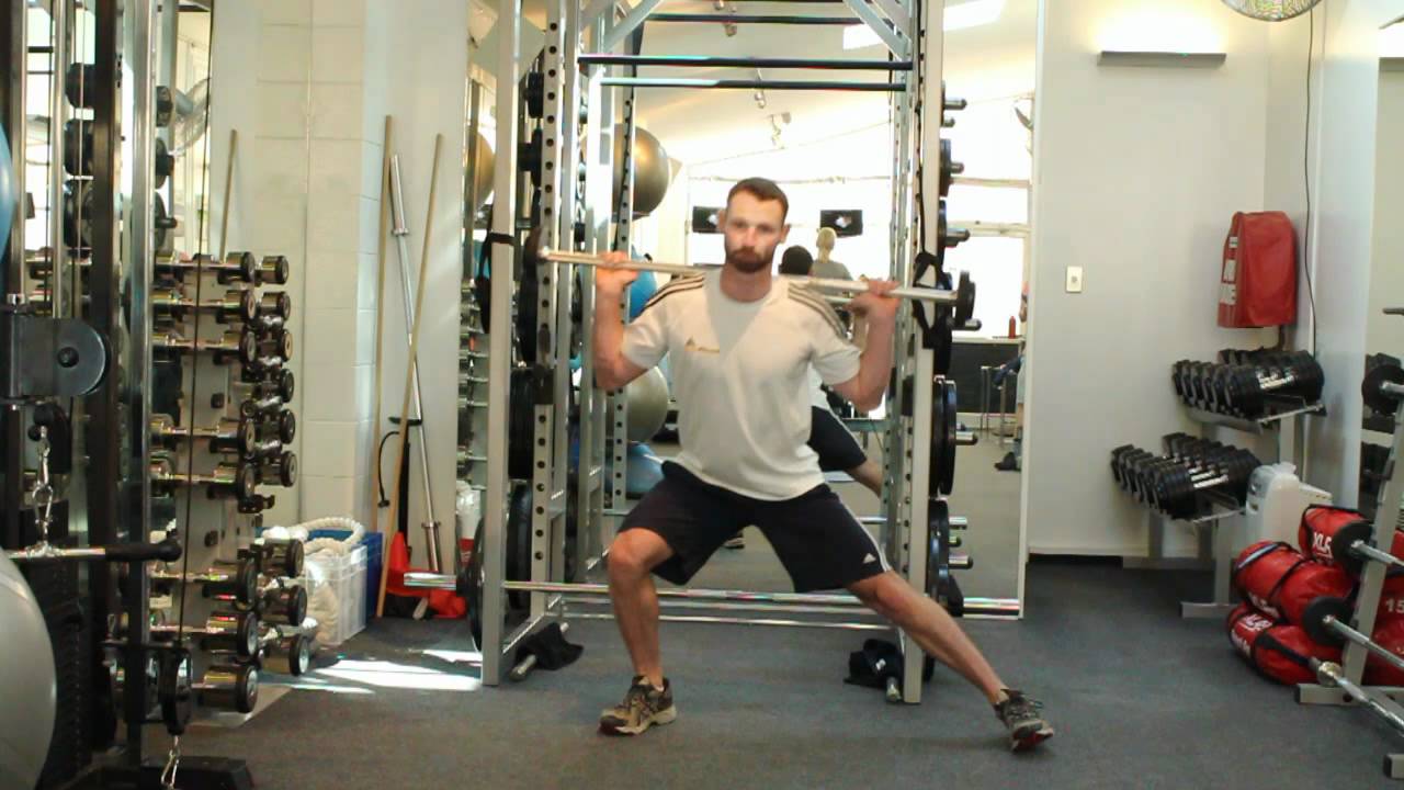 Barbell Lateral Lunge Single - GymCalc.com - YouTube