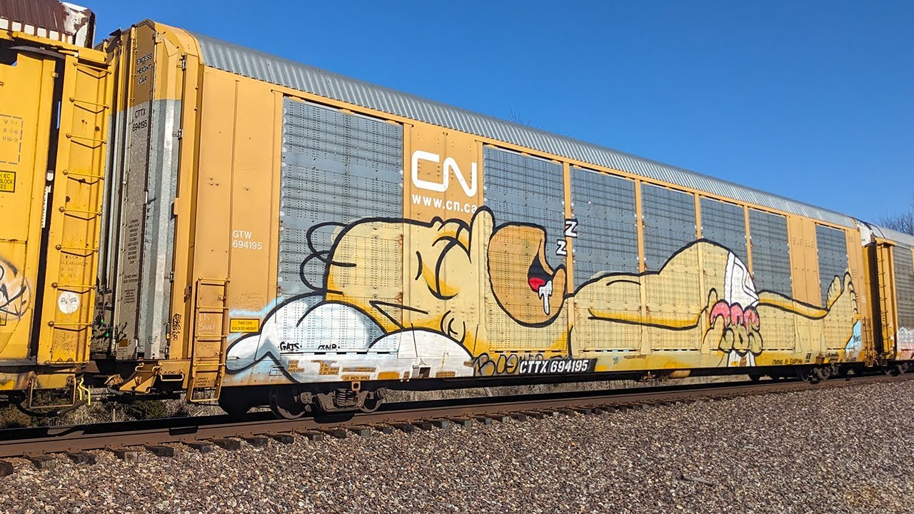 Homer Simpson Autorack on NS Freight Train - YouTube