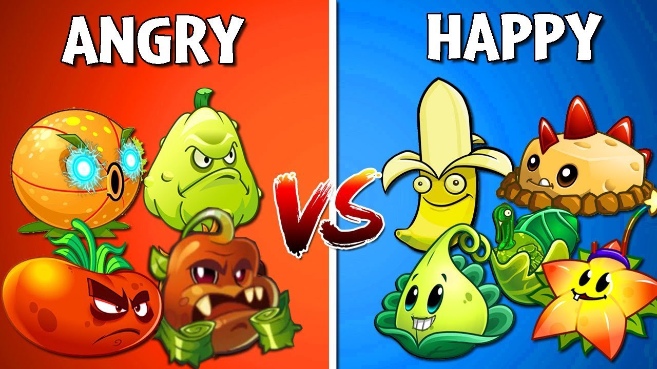 All Plants Team HAPPY vs ANGRY - Who Will Win - PvZ 2 Team Plant vs ...