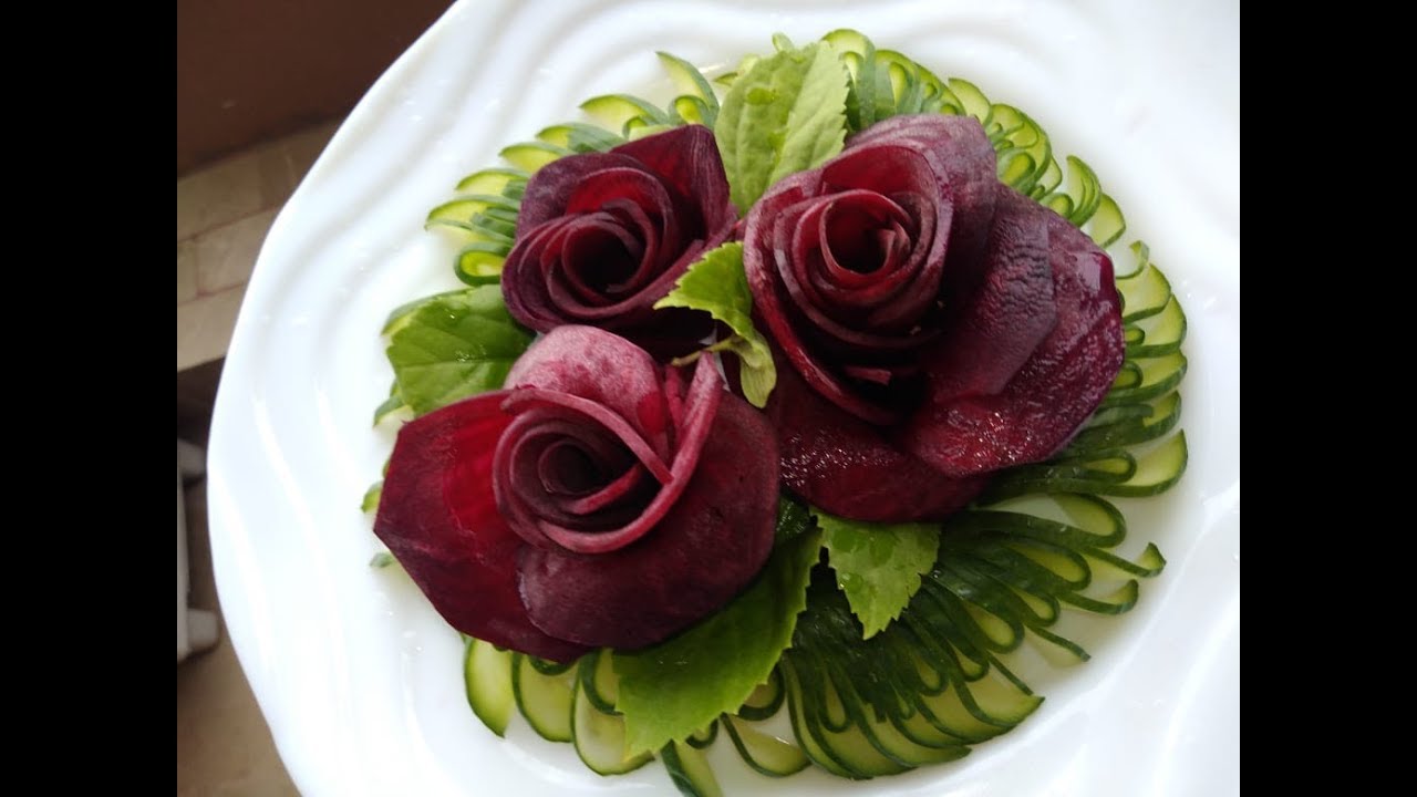 BEAUTIFUL SALAD DECORATION/VEGETABLE CARVING by food fever - YouTube