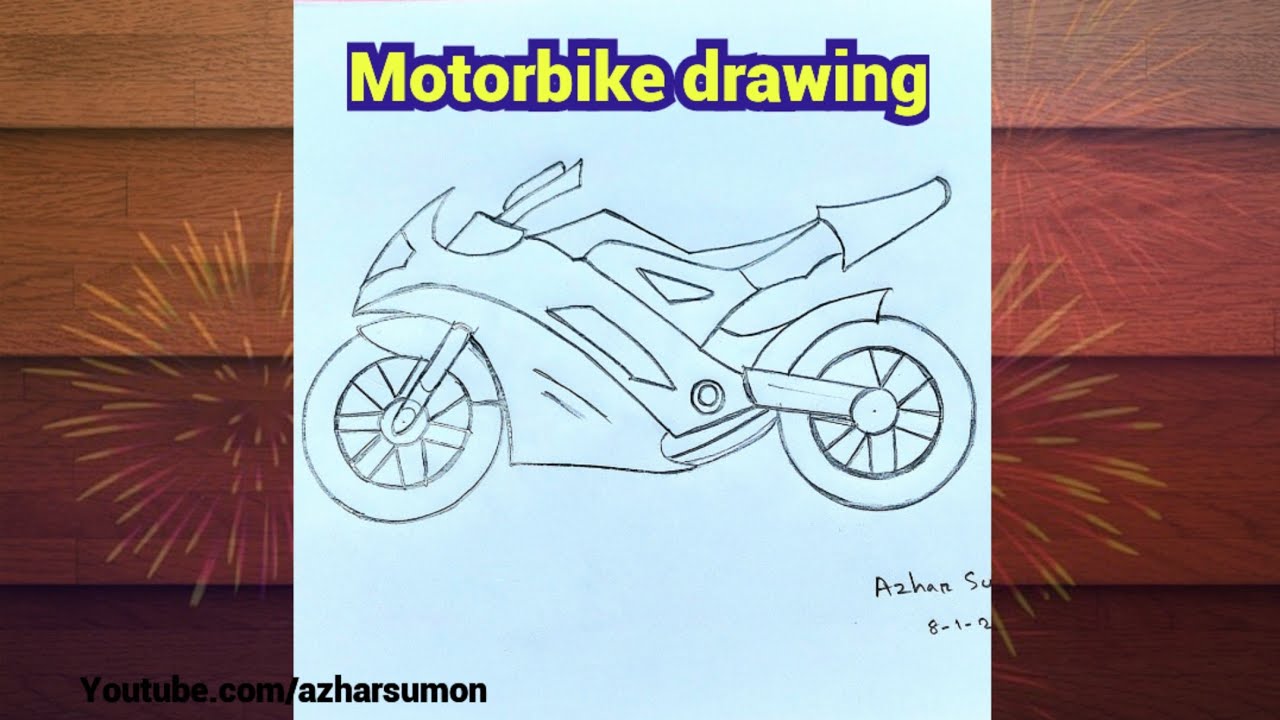 How to draw a Bike || Bike drawing tutorial || Motorbike pencil drawing ...
