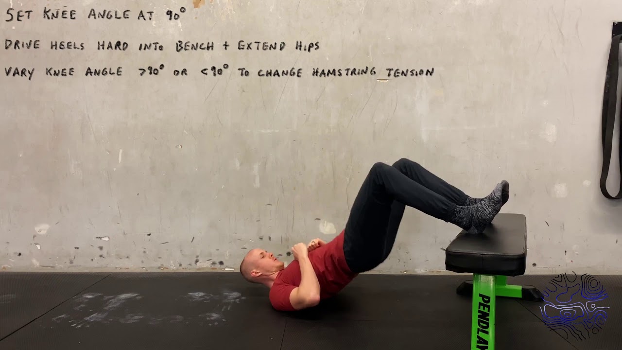 Bench Hamstring Bridge - YouTube
