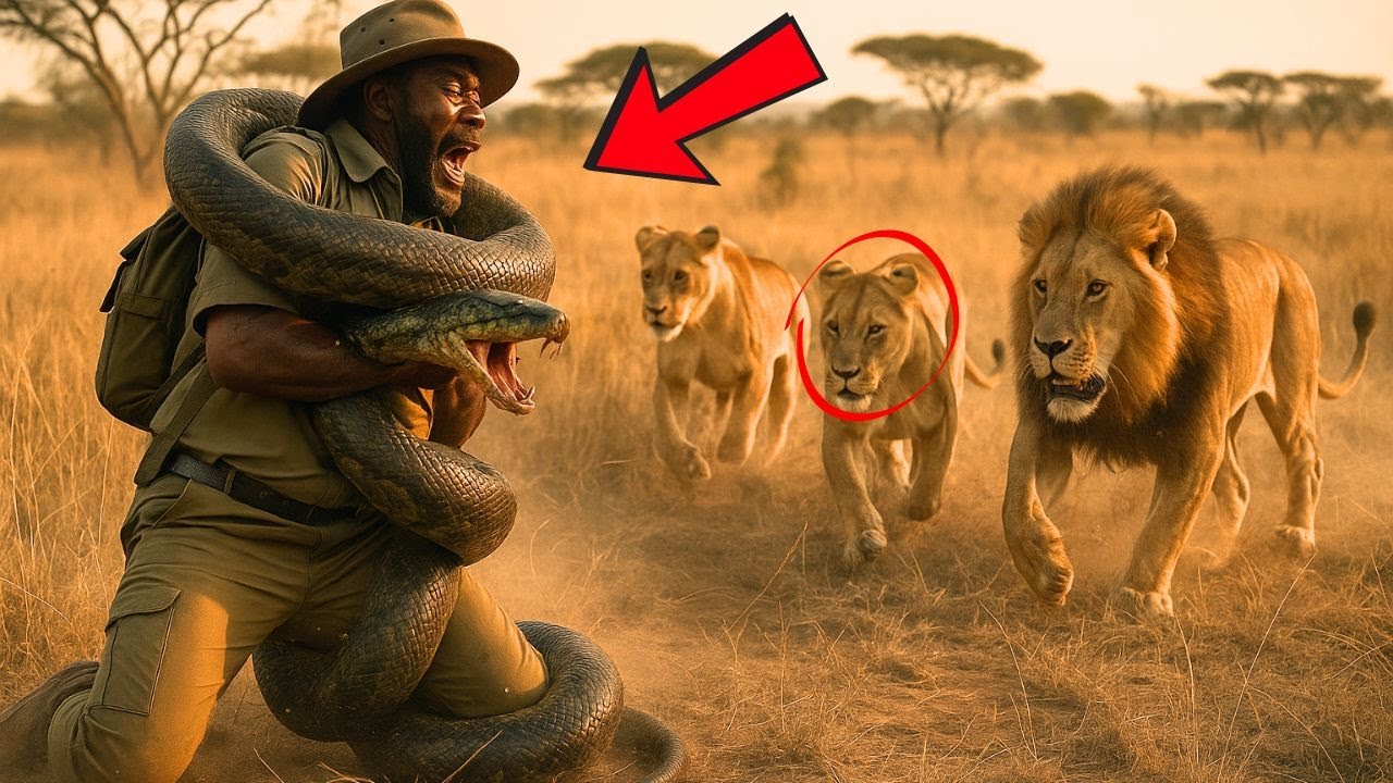 Un homme est attaqué par un python géant, mais un groupe de lions surgit et l’impossible se ...
