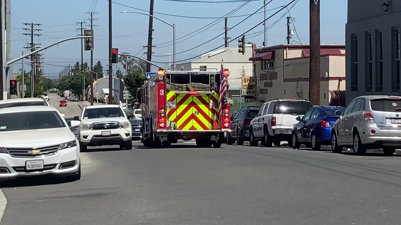 Long Beach Fire Department Engine 3 Responding - YouTube