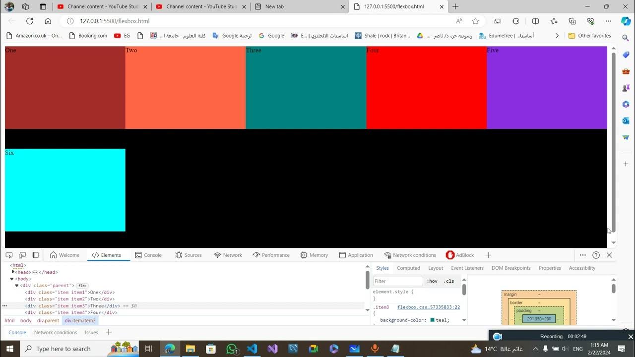13-Session 8 Front End CSS Flexbox flex-wrap (20-2-2024) اليوم الثامن من المعسكر الجزء الثالث ...