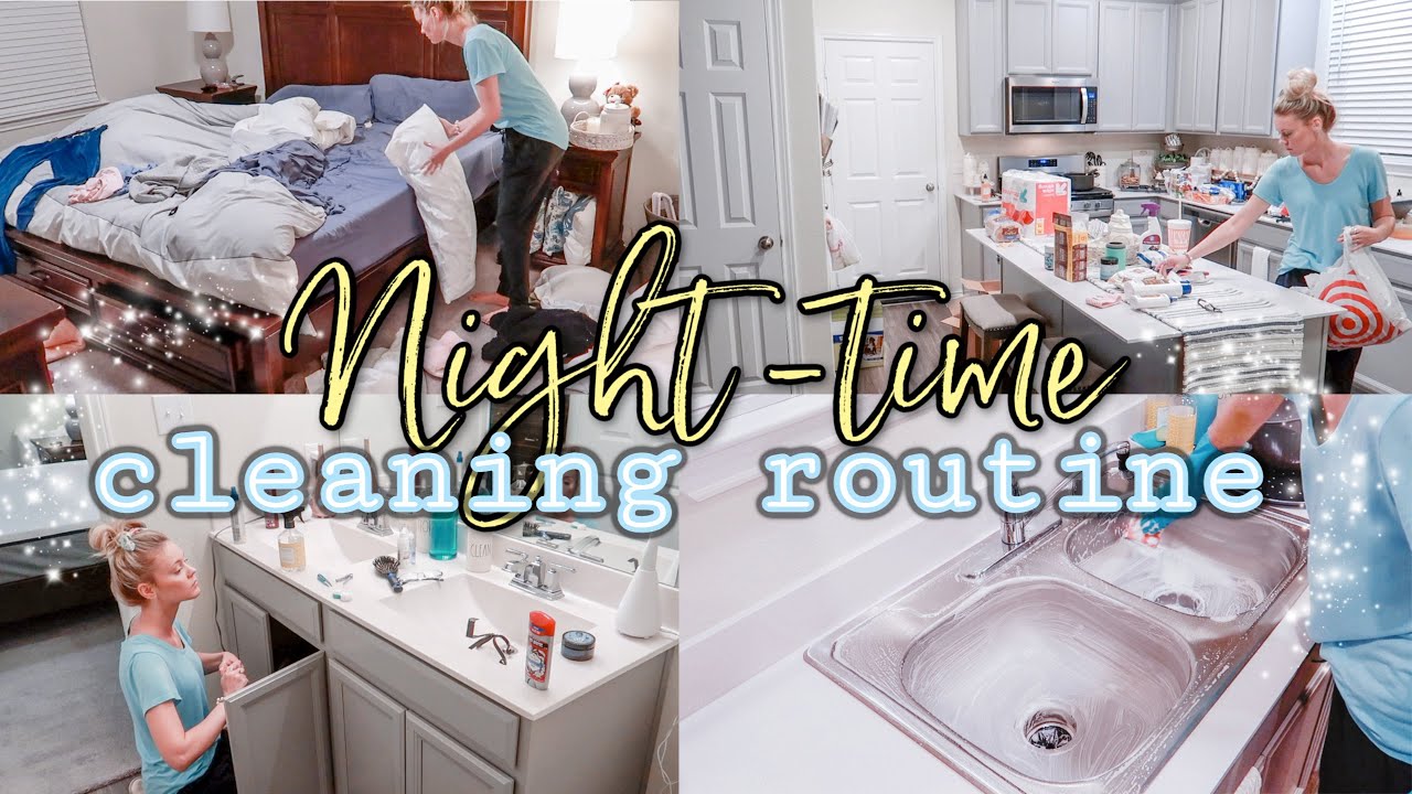 NIGHT TIME CLEANING ROUTINE//CLEANING MOTIVATION//SIMPLY KAYLE - YouTube