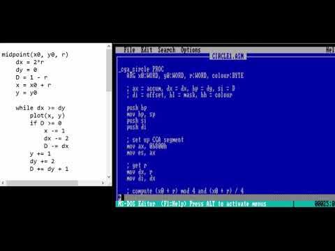 CGA Graphics Programming: Midpoint Circle Algorithm (first octant ...