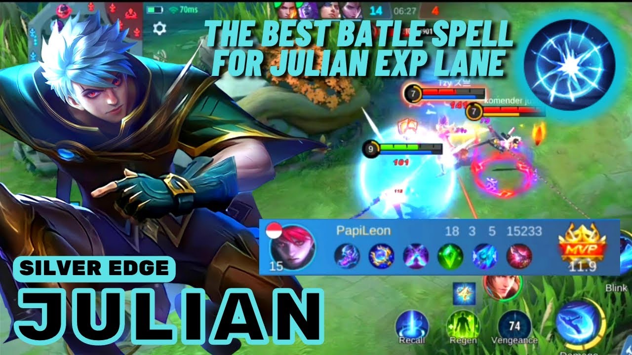 Exp Lane Julian Gameplay. Julian Burst Damage. 1 Combo Delete Enemy ...