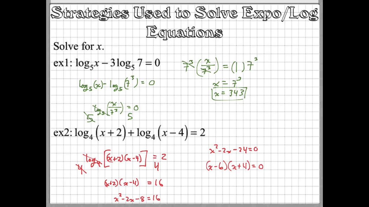 Solving log and expo equations part2 - YouTube