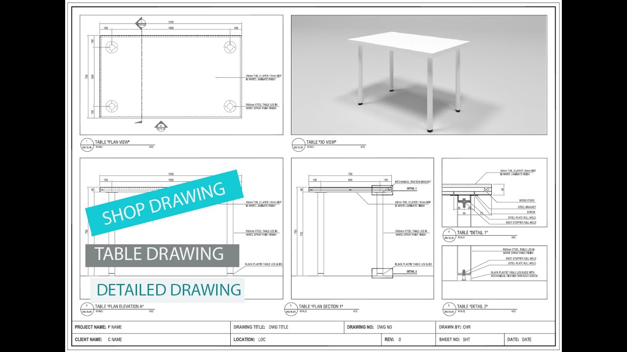 AutoCAD Shop drawing tutorial w/ sketch up 3D - YouTube