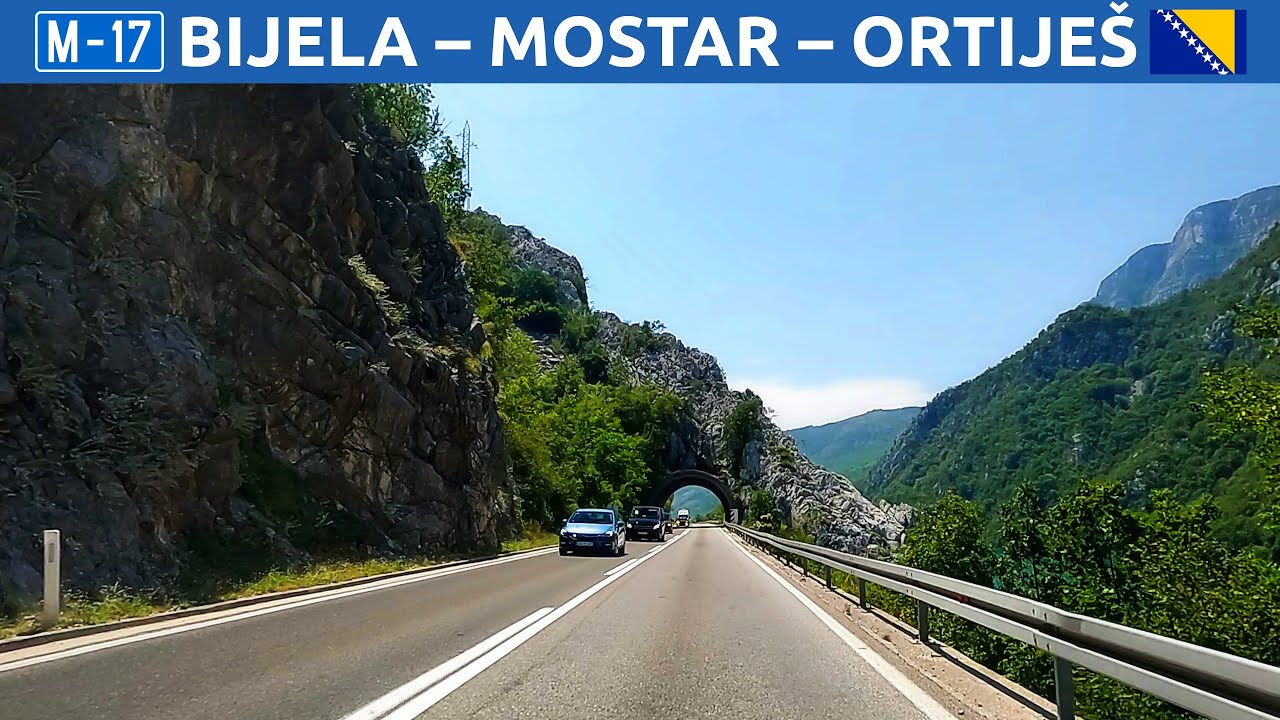 Driving in Bosnia and Herzegovina. A road from Sarajevo to the coast ...