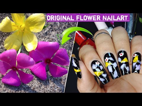 Original flower nail art || Real Flowers || - YouTube