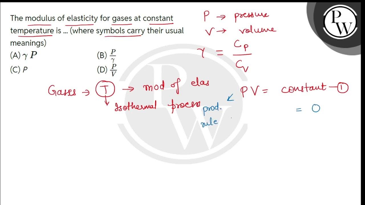 The modulus of elasticity for gases at constant temperature is ...