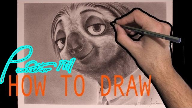How To Draw Flash The Sloth From Zootopia - Disney and Pixar - YouTube