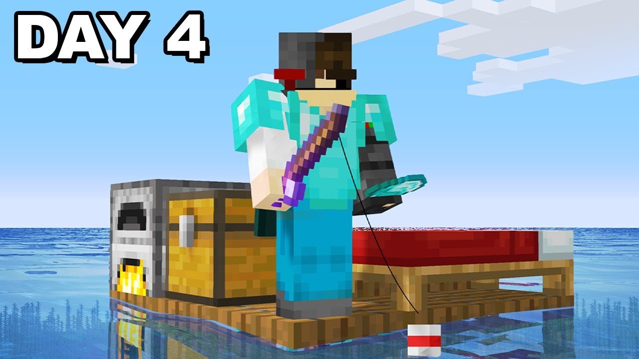 Surviving Minecraft stranded on a RAFT... Day 4 - YouTube