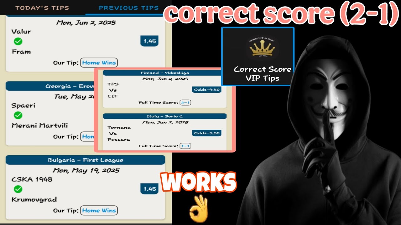 Tricks to unlock this vip of correct score tips , App modified vip of ...