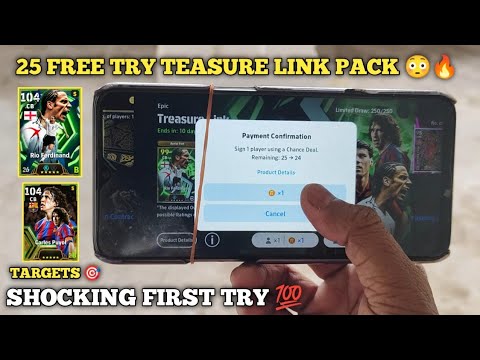 FIRST TRY EPIC 25× FREE TRY EPIC TREASURE LINK PACK OPENING 😮🔥 KONAMI SHOCKED ME 😳🔥 #shorts 
