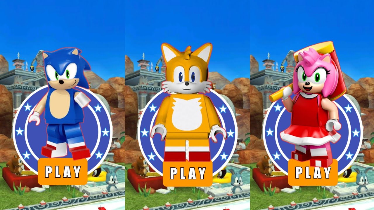 SONIC DASH DUEL RUN : LEGO Sonic 🆚 LEGO Tail 🆚 LEGO Amy - YouTube
