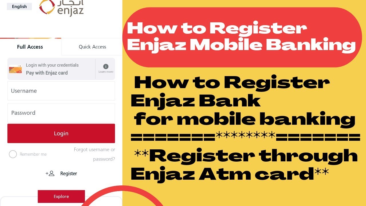How to register Enjaz mobile banking|Register through Enjaz Atm card # ...