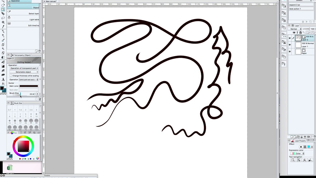 Clip Studio Paint how to change properties of vector lines - YouTube