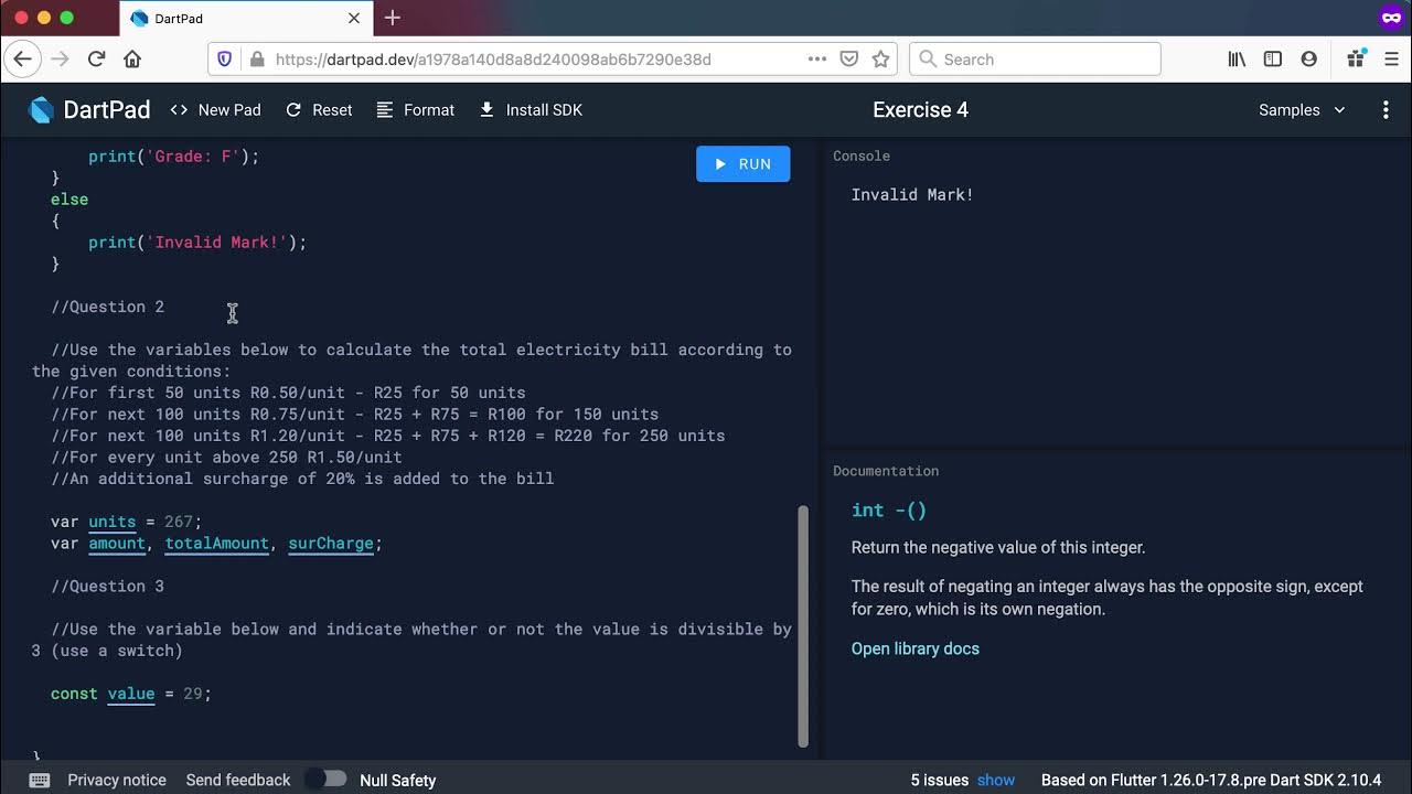 Dart Flow Control - Exercise 4 - YouTube