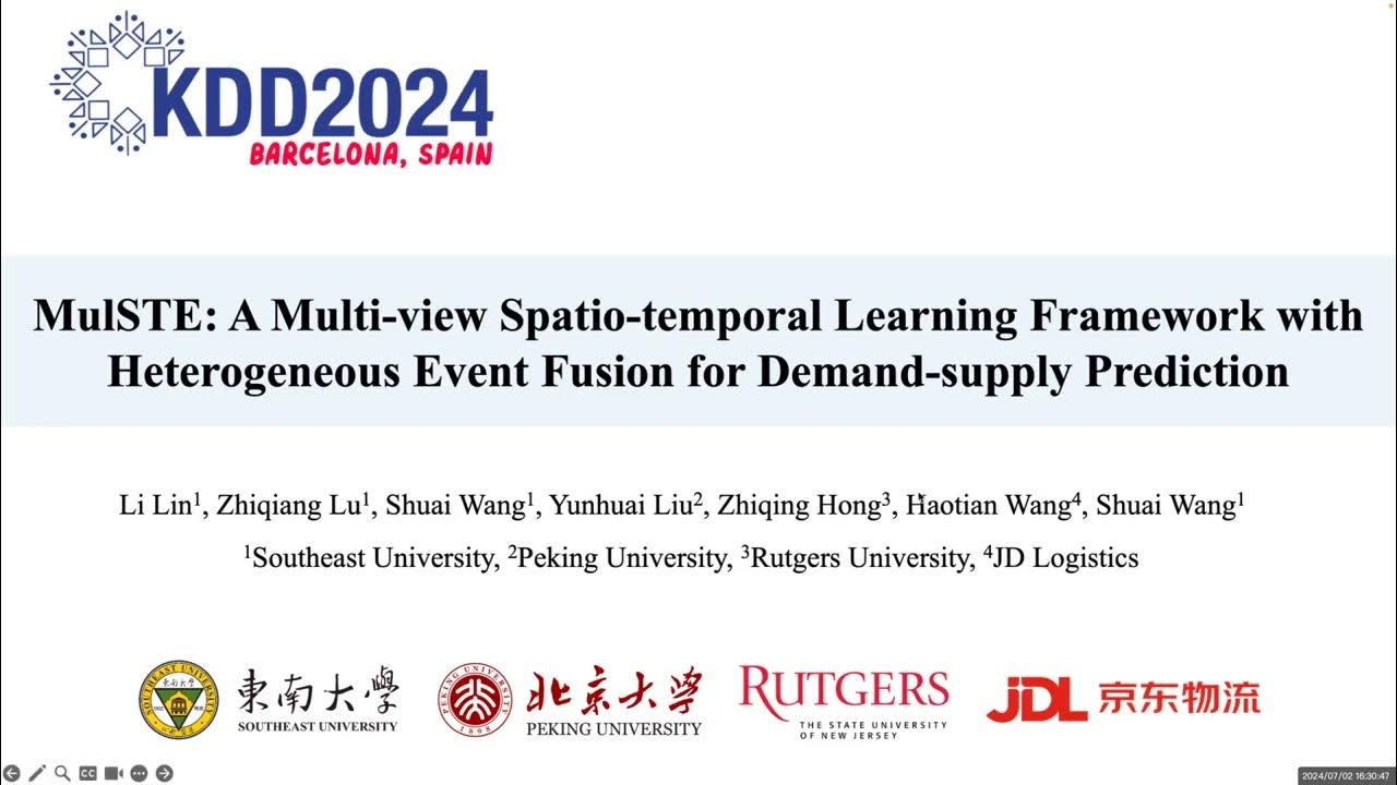 KDD 2024 - MulSTE A Multi view Spatio temporal Learning - YouTube