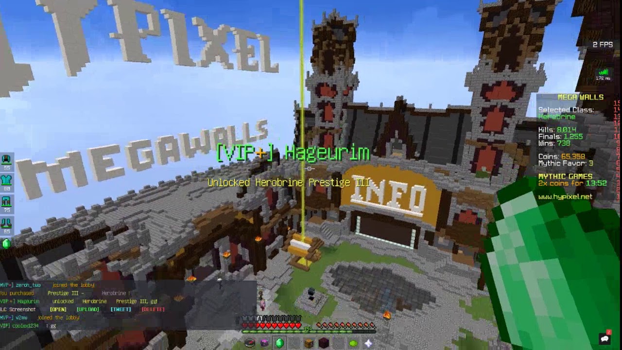 Hypixel Mega walls prestige 3 Herobrine unlocked - YouTube