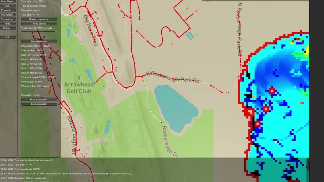 Wildfire evacuation simulation - YouTube