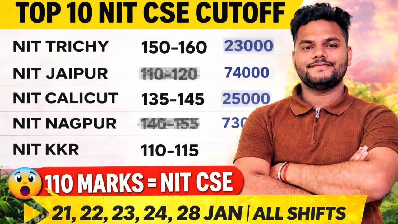 Top 10 NITs CSE Cut Off 2026🔥| 21, 22, 23, 24, 28 Jan All Shifts | NIT ...