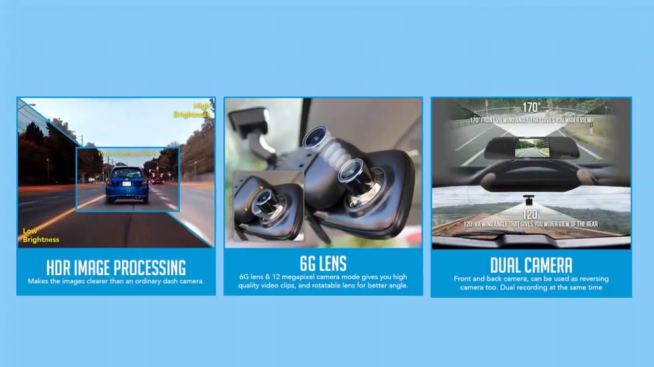 Rear View Mirror Dash Cam Dual Reversing Camera Recorder 5 LCD Video ...