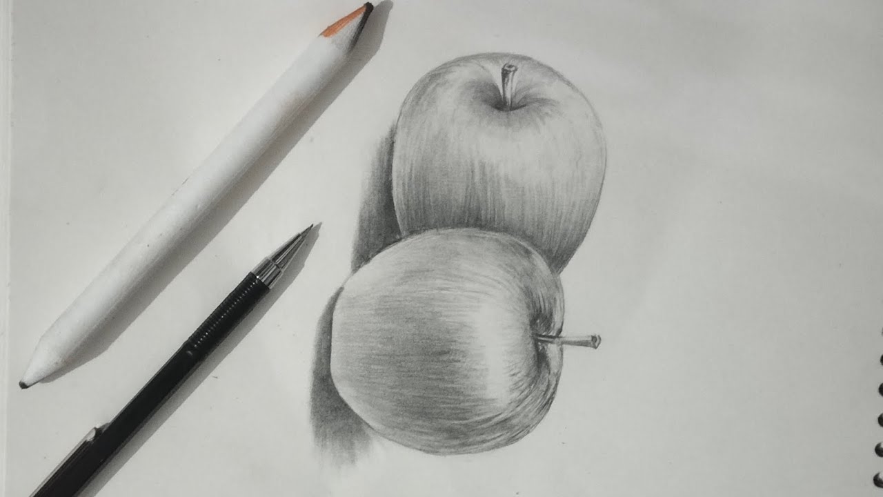 how to draw apple with pencil shading|| apple 🍎 🔥drawing pencil shading ...
