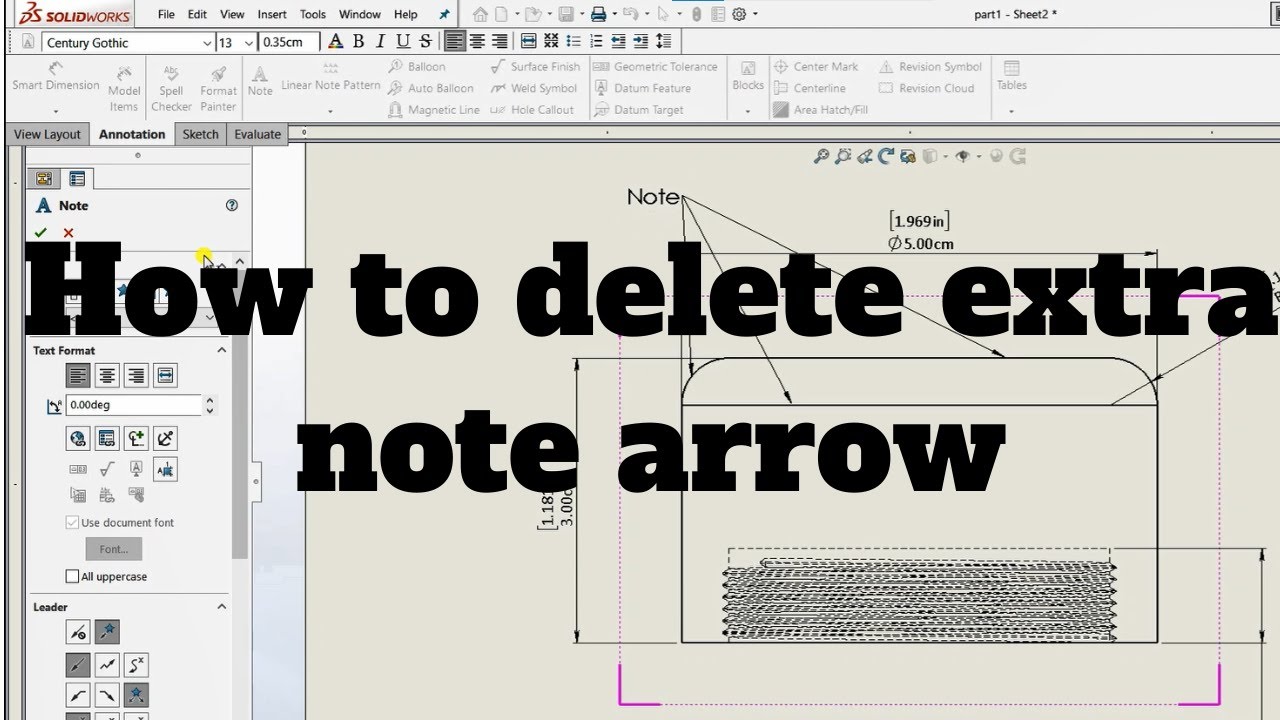 How to Delete Extra Arrow in Note SOLIDWORK - YouTube