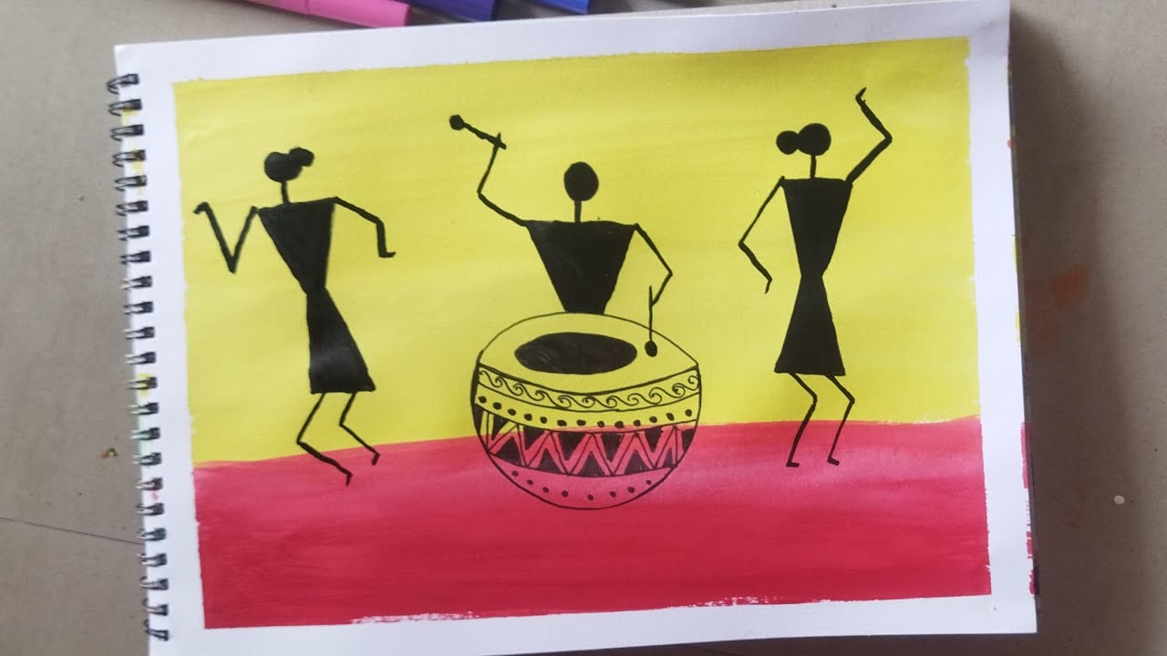 How to draw a warli art || Warli art for beginners || new trick || easy ...