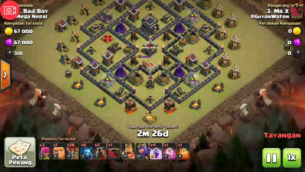 COC Clash of Clans TH Town Hall 9 Lava Baloon (Lavaloon) Classic attack ...