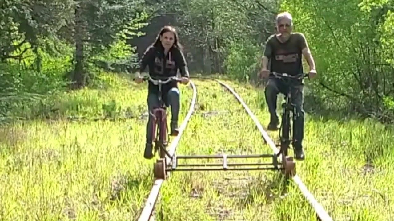rail speeder, bicycle rail-rider first ride, success - YouTube