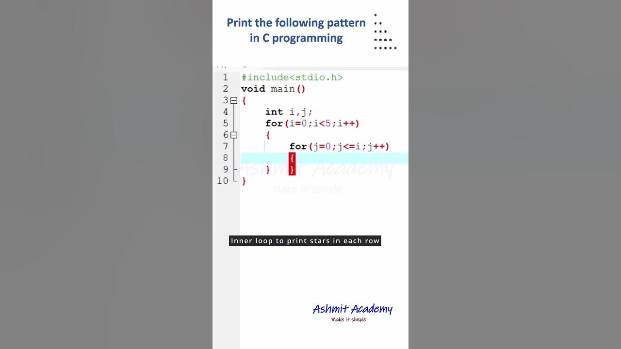 Print a Right-Angled Triangle Pattern in C | C Programming Tutorial #cprogramming #coding - YouTube