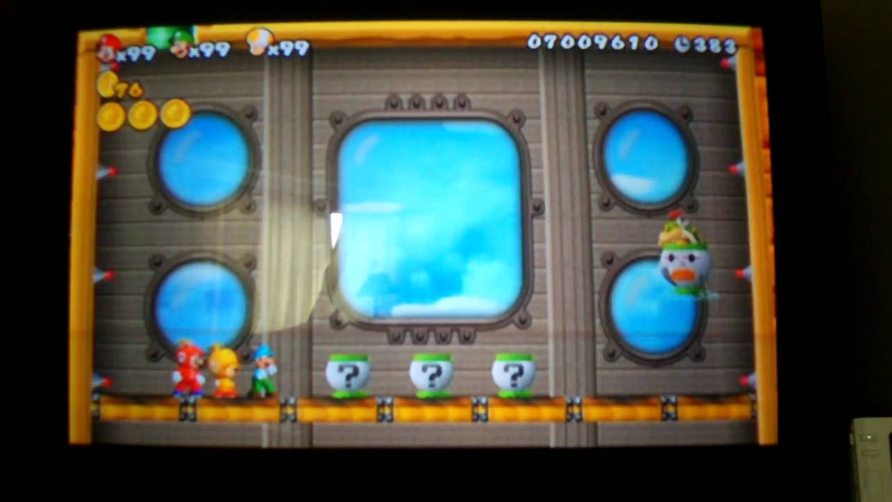 New Super Mario Bros Wii Multiplayer Walkthrough: World 6-Airship - YouTube