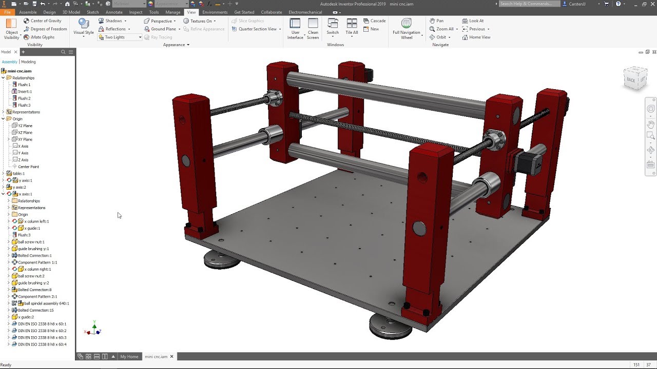Inventor: Top-down mini CNC 4-8 - YouTube