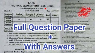10th Class English Pre Final Question Paper 2025 Answer Key Ap English ...