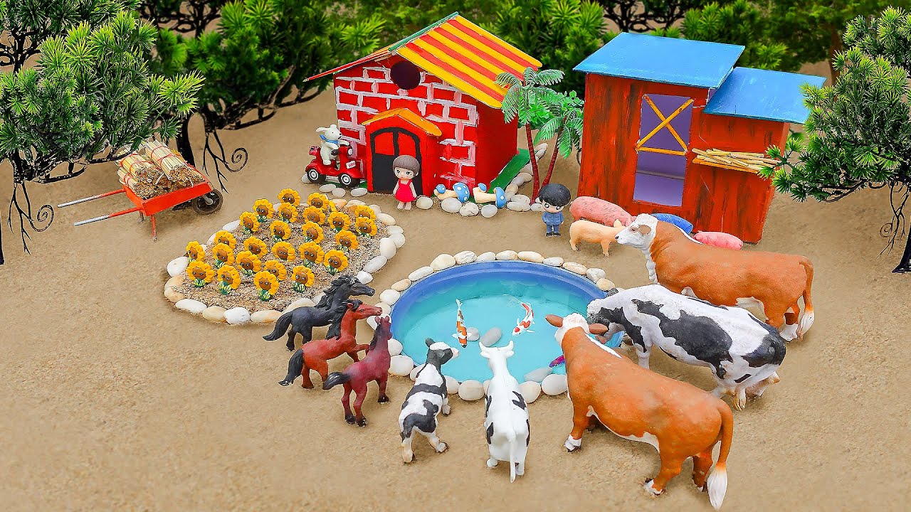 Farm diorama and animal barn | Make sheds for cow, horse | @RaceToyTime ...