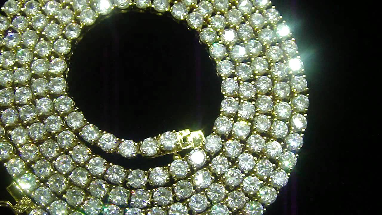 Master Of Bling Lab Diamond Chain One Row All Yellow Iced Out Bling ...