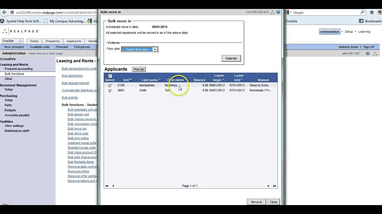 Bulk Function: Bulk Move-In Utility - YouTube