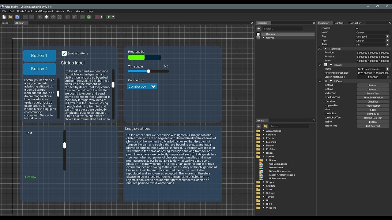 Falco Engine - UI Widgets + Steam API demo - YouTube