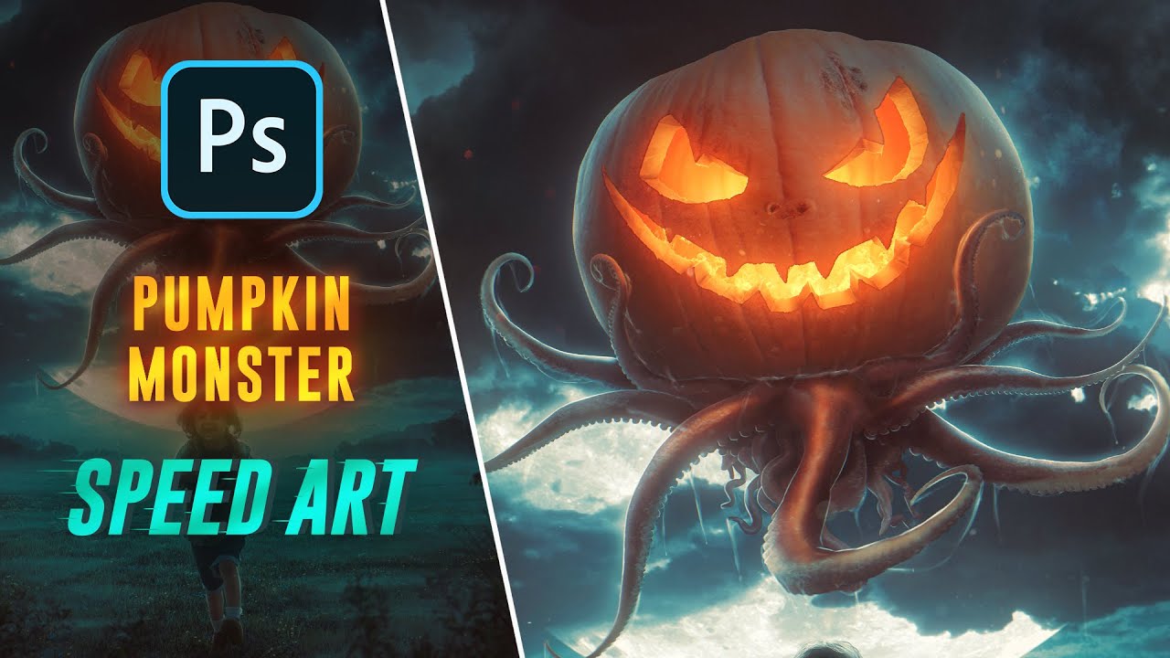 I made a Pumpkin monster in Photoshop - Photoshop Speed Art (Photo ...