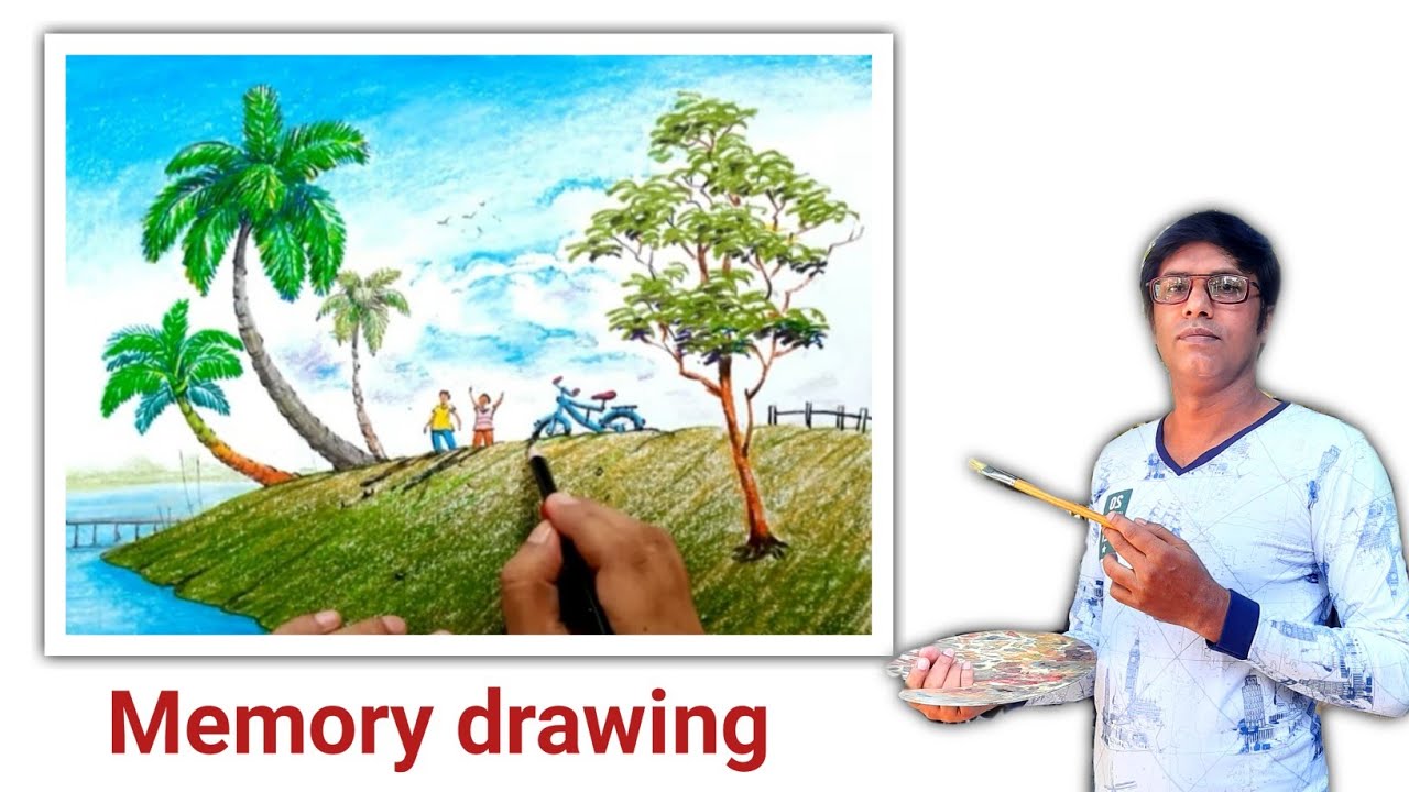 Memory drawing || Beautiful colour techniques || সুন্দর রঙের পদ্ধতি ...