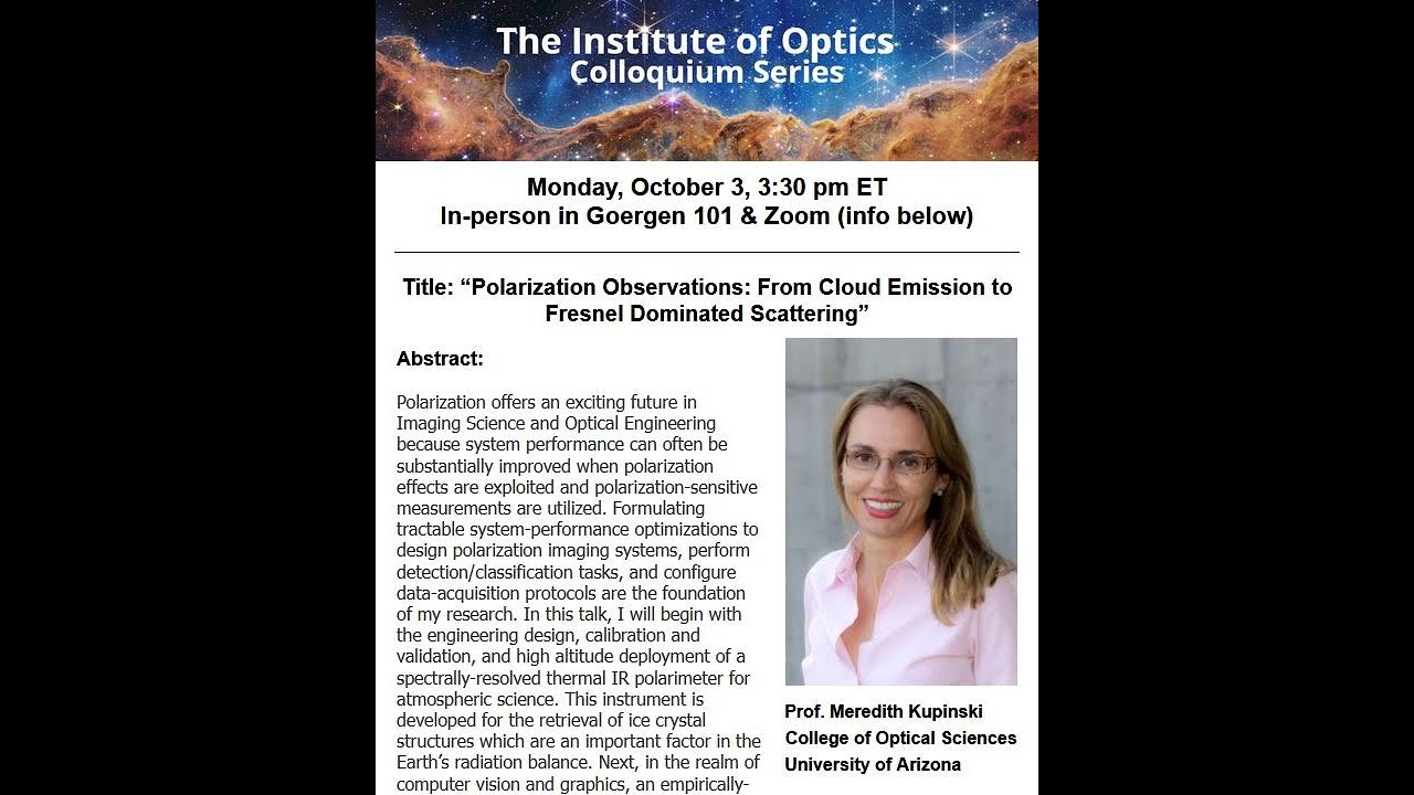 Meredith Kupinski "Polarization Observations: From Cloud Emission to Fresnel Dominated ...