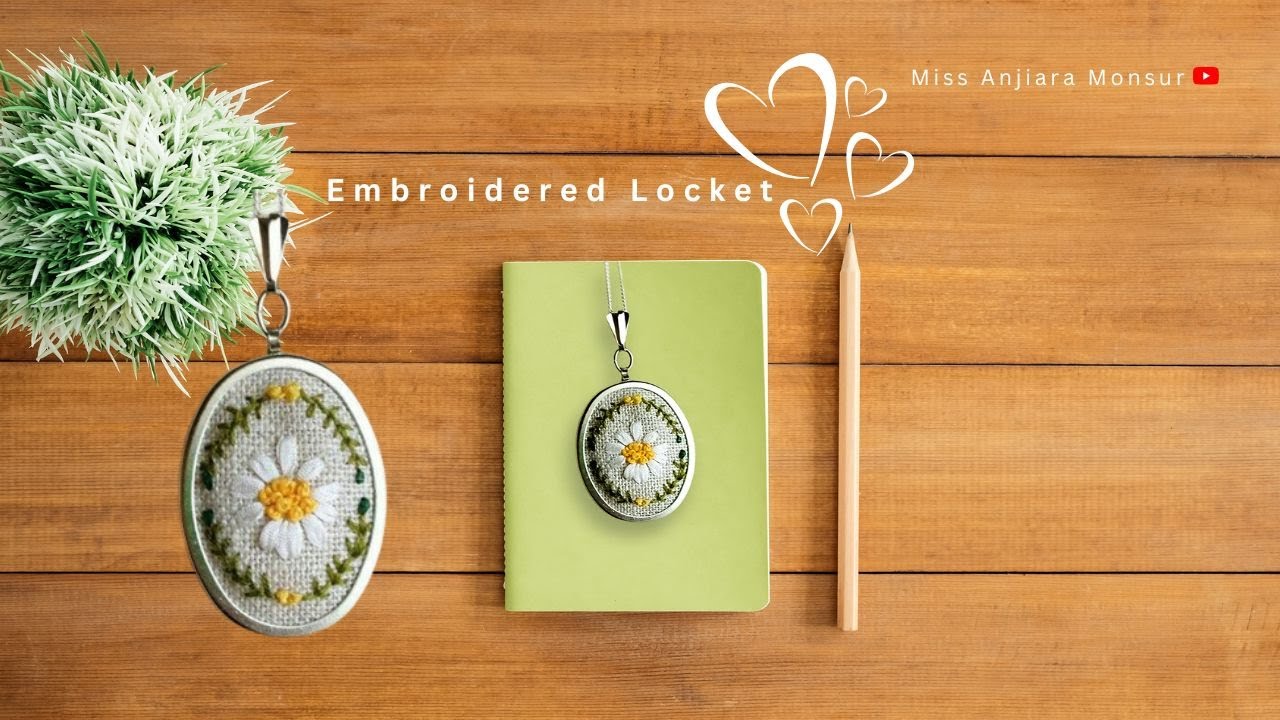 Cutee Embroidered Pendant || How to put Embroidery in a Necklace - YouTube